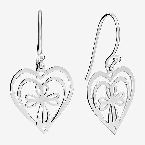 Click here for Macys Open Heart with Cross Drop Earrings - Silver prices