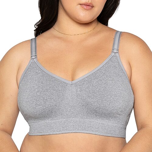 Curvy Couture Smooth Seamless Comfort Wireless Bra-1331  Large  Gray