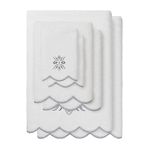 Click here for Linum Home Textiles Flower Crest Scallop 6-pc. Qui... prices