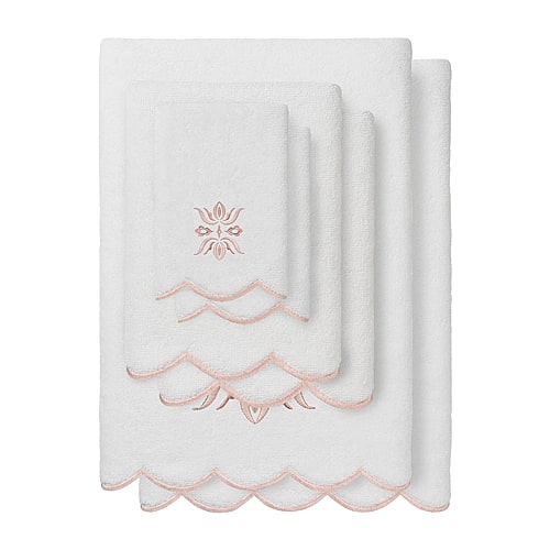 Click here for Linum Home Textiles Flower Crest Scallop 6-pc. Qui... prices
