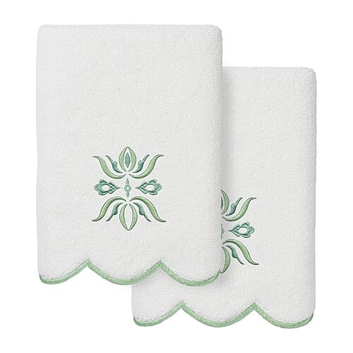Click here for Linum Home Textiles Flower Crest Scallop 2-pc. Emb... prices