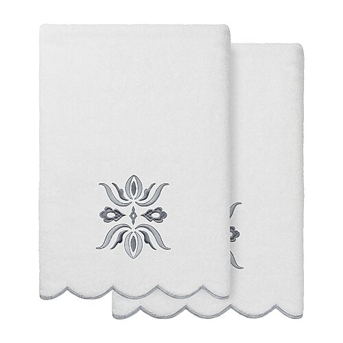 Click here for Linum Home Textiles Flower Crest Scallop 2-pc. Qui... prices
