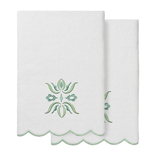 Click here for Linum Home Textiles Flower Crest Scallop 2-pc. Qui... prices