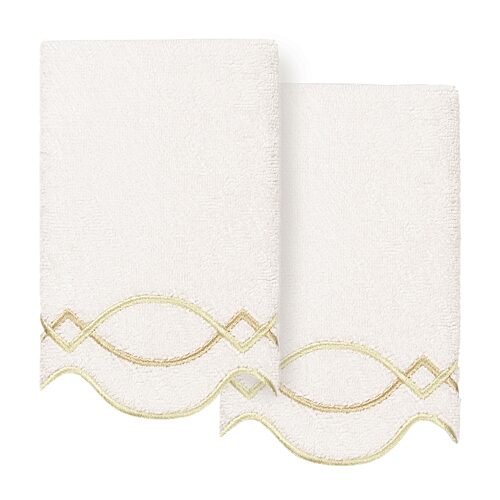 Click here for Linum Home Textiles Diamond Chain Scallop 2-pc. Fi... prices