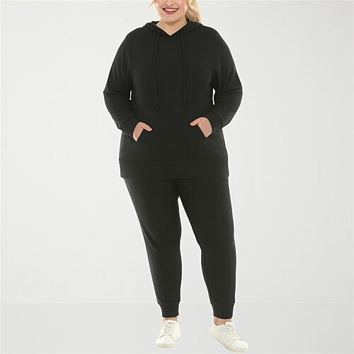 Click here for White Mark Plus Size Super Soft Two Piece Ribbed S... prices
