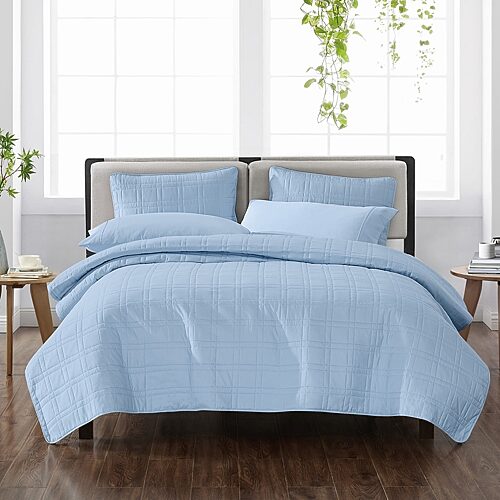Click here for Cannon Heritage Solid Quilt Set  One Size  Blue prices