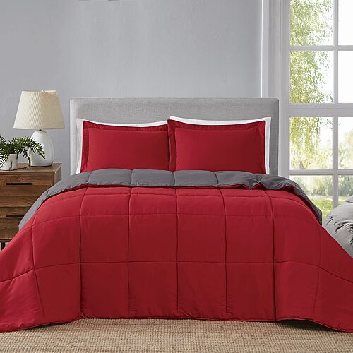 Truly Soft Everyday Reversible 2-Pc. Comforter Set  Twin Xl - Red  Dark Gray