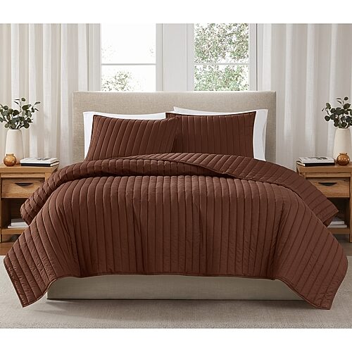 Click here for Brooklyn Loom Solid Cotton Percale Quilt Set  One... prices