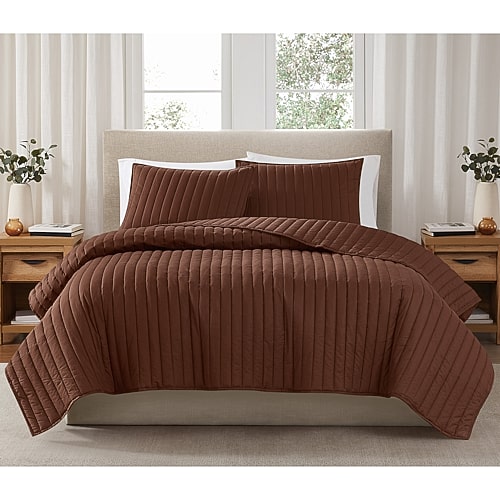 Click here for Brooklyn Loom Solid Cotton Percale Quilt Set  One... prices