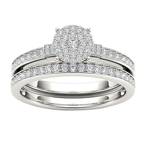 Click here for 1/2 CT.T.W. Natural Diamond Cluster 10K White Gold... prices