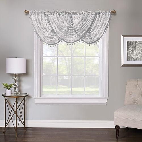Click here for Regal Home Lombardi Floral Rod Pocket Waterfall Va... prices