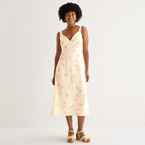 Click here for by&by Womens Juniors Sleeveless Floral Midi Slip D... prices