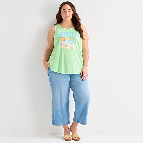 Click here for St. Johns Bay Womens Plus Round Neck Sleeveless Ta... prices