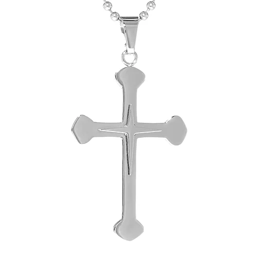 Click here for Mens Stainless Steel Cross Pendant Necklace  One S... prices