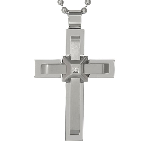 Click here for Mens Cubic Zirconia Stainless Steel Triple Layer C... prices