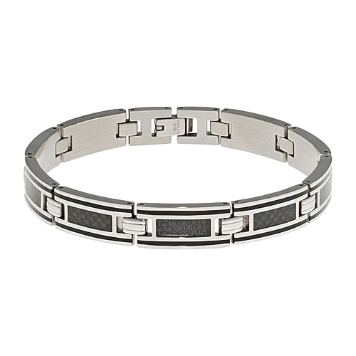 Click here for Mens Stainless Steel and Carbon Fiber Chain Bracel... prices