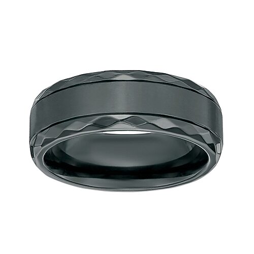 Click here for Mens Black Zirconium Band Ring with Diamond Textur... prices