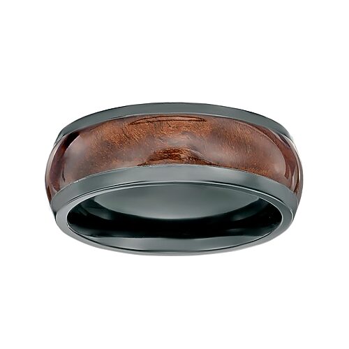 Click here for Mens Black Zirconium Band Ring with Wood Inlay  9... prices