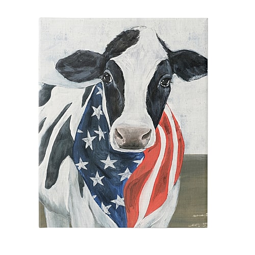 Click here for Stupell Industries Farm Cow American Flag Animal C... prices