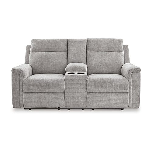 Signature Design By Ashley Barnsana Power Reclining Loveseat with Console  One Size  Gray