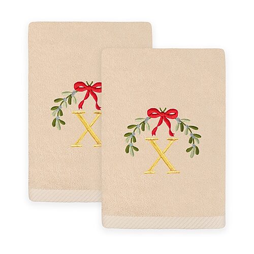 Click here for Linum Home Textiles Mistletoe Monogram A 2-pc. Han... prices