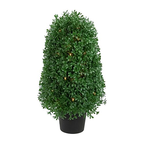 Click here for Northlight 18in Pre-Lit Boxwood With Round Pot Art... prices
