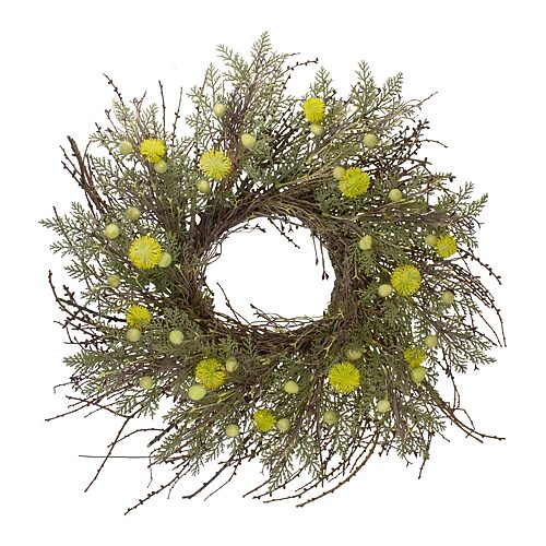 Click here for Northlight 20in Burrs And Craspedia Twig Yellow An... prices