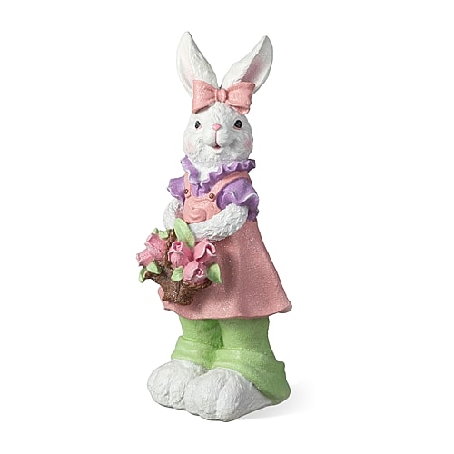 Click here for Glitzhome 17.5in Resin Bunny Girl Easter Tabletop... prices