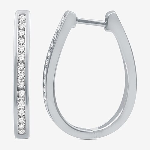 Click here for 1/2 CT. T.W. Natural White Diamond 23.8mm Hoop Ear... prices