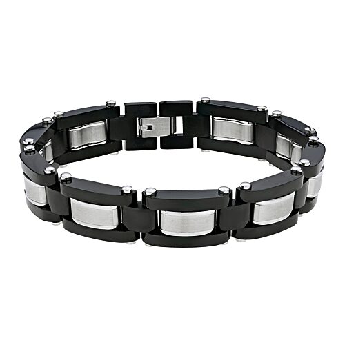 Click here for Mens Black IP Stainless Steel Link Bracelet  One S... prices