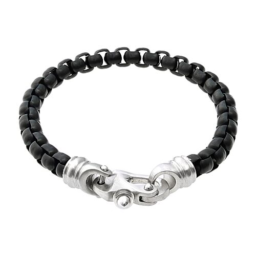 Click here for Mens Black IP Stainless Steel Round Box Chain Brac... prices