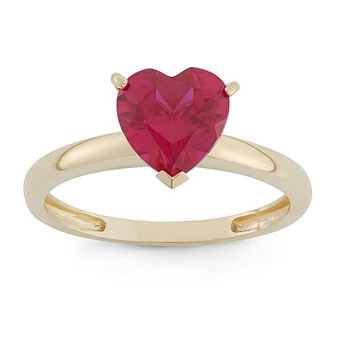 Click here for Womens Lab Created Red Ruby 10K Gold Heart Solitai... prices