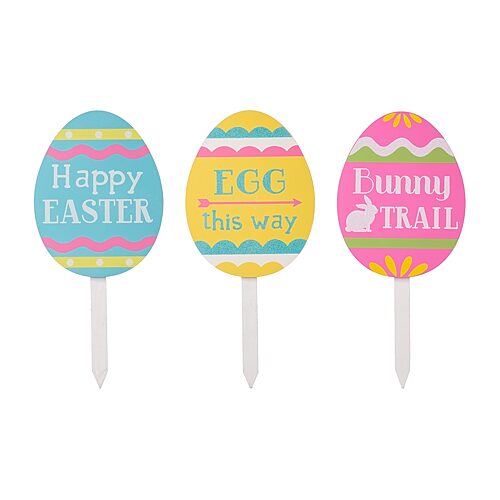 Click here for Glitzhome 3pk 15 Wooden Egg Yard Stake Easter Yard... prices