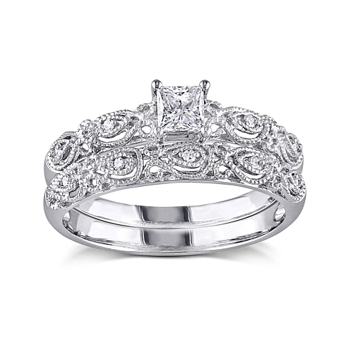 Click here for 1/3 CT.T.W. Natural Diamond 10K White Gold Bridal... prices