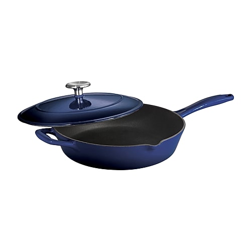 Tramontina Bestow 10-Inch Cast Iron Enameled Skillet with Lid - Navy