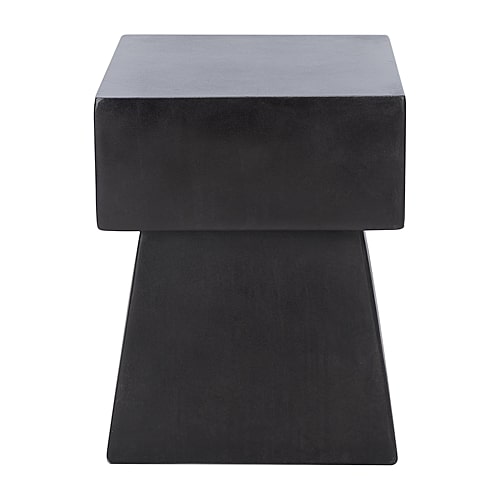 Safavieh Zen Patio Side Tables Weather Resistant Cement Side Table  One Size  Black