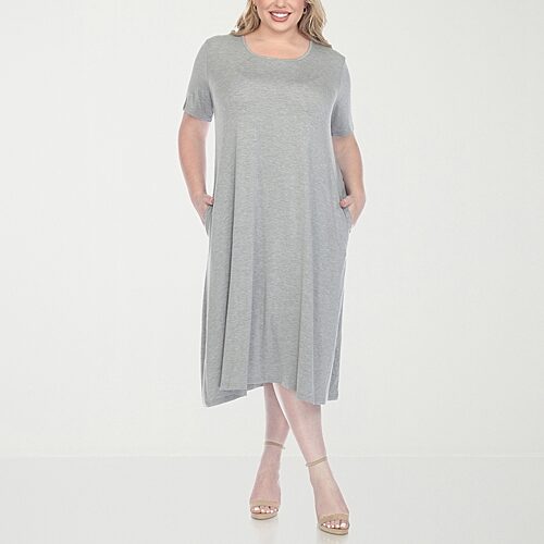 Click here for White Mark Plus Size Short Sleeve Pocket Swing Mid... prices