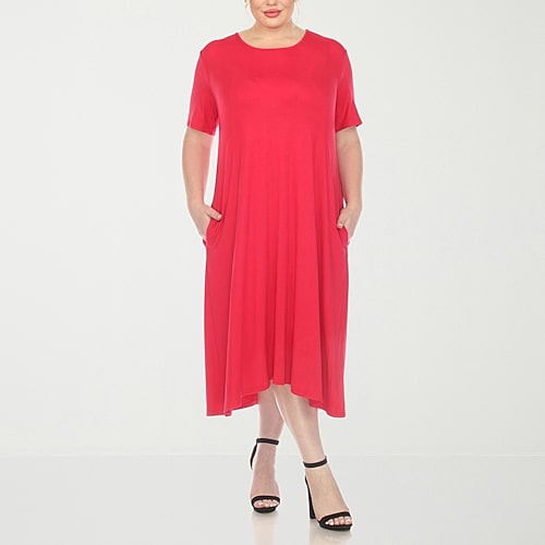 Click here for White Mark Plus Size Short Sleeve Pocket Swing Mid... prices