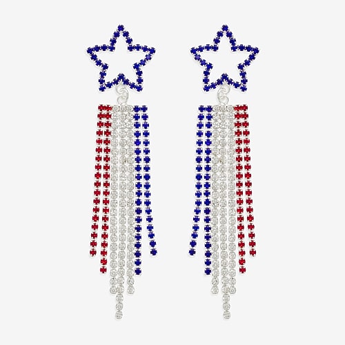 Click here for Mixit Patriotic Fringe Womens Star Drop Earrings... prices