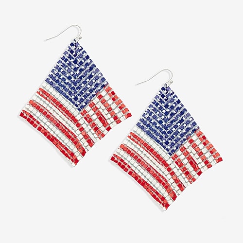 Click here for Mixit Patriotic Usa Flag Mesh Womens Drop Earrings... prices