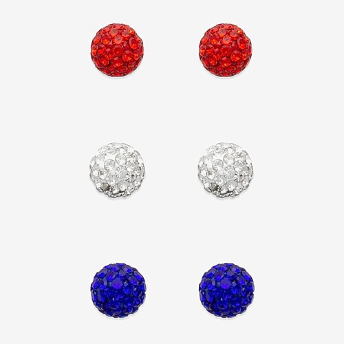Click here for Mixit Patriotic Glitter Stud Womens Glass 3 Pair E... prices
