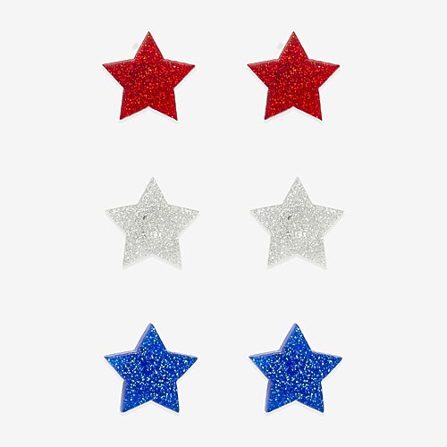 Click here for Mixit Patriotic Stud Womens Star 3 Pair Earring Se... prices