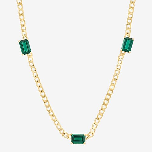 Click here for Womens Lab-Created Emerald 14K Gold Over Silver 18... prices