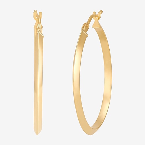 Click here for Made in Italy Womens 10K Gold 29.1mm Oval Hoop Ear... prices