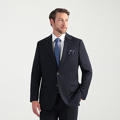 Haggar JMH Tailored Wool Windowpane Mens Stretch Fabric Modern Fit Suit Jacket  42 Regular  Blue