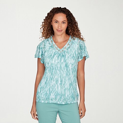 Click here for Womens Hearts of Palm Fresh Start V Neck Flutter S... prices