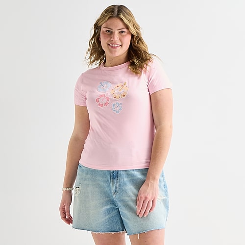 Click here for Forever 21 Womens Juniors Plus Crew Neck Short Sle... prices