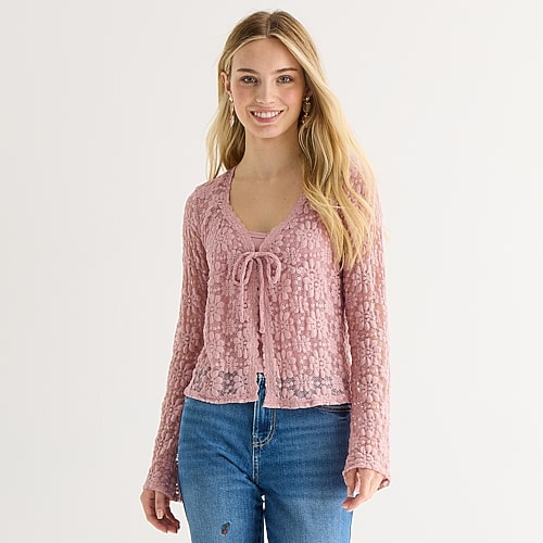 Click here for Arizona Womens Juniors Round Neck Long Sleeve Blou... prices