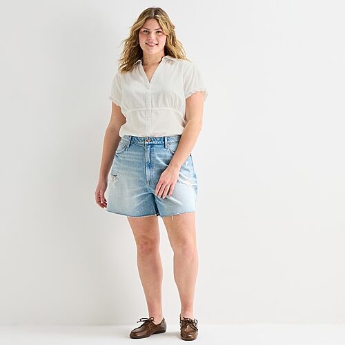 Click here for Arizona Womens 5 Mid Rise Juniors Plus Denim Short... prices
