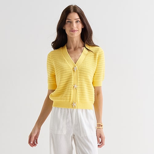 Click here for St. Johns Bay Womens Short Sleeve Button Cardigan... prices